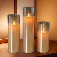 China Battery Operated Flameless LED Pillar Candles Ivory Cylinder 7.5cm Diameter 20-30cm Height for sale