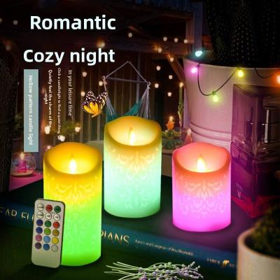 China Pink RGB Color Changing Rechargeable LED Flameless Candle 8x15cm Remote Control Smokeless Wax for sale