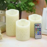 China Pink RGB Color Changing Rechargeable LED Flameless Candle 8x15cm Remote Control Smokeless Wax for sale