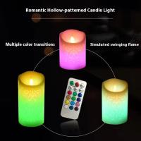 China Pink RGB Color Changing Rechargeable LED Flameless Candle 8x15cm Remote Control Smokeless Wax for sale