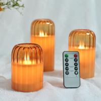 China Premium Flameless LED Candle in Glass Jar with Remote Control 7.5cm Diameter 10-15cm Height for sale
