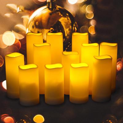 China Flameless LED Candles Battery Operated 12 Piece Set with Remote Timer 5.5cm Diameter for sale