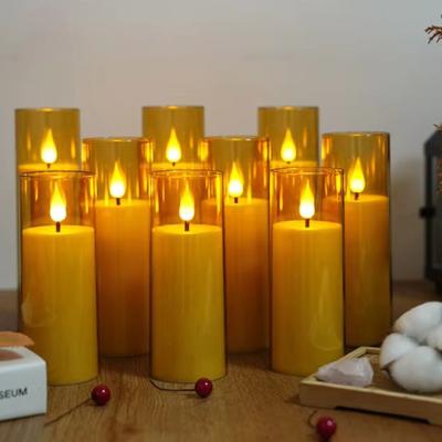 China LED Acrylic Cup Flameless Candle Battery Operated 7.5cm Diameter 10cm 12cm 15cm Height Home Wedding Decoration for sale