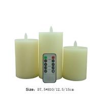 China Real Wax LED Candle Set of 9 with 10-Key Remote Control D7.5xH10-15cm Battery Operated for sale
