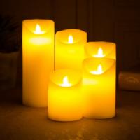 China Real Wax LED Candle Battery Operated Flickering Warm White Ivory Flameless Paraffin Decoration 7.5x10cm for sale