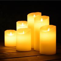 China Real Wax LED Candle Battery Operated Flickering Warm White Ivory Flameless Paraffin Decoration 7.5x10cm for sale