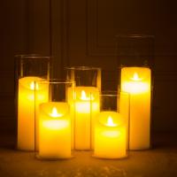 China Real Wax LED Candle Battery Operated Flickering Warm White Ivory Flameless Paraffin Decoration 7.5x10cm for sale
