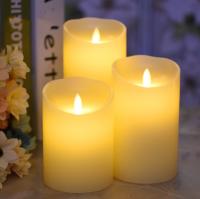 China Real Wax LED Candle Battery Operated Flickering Warm White Ivory Flameless Paraffin Decoration 7.5x10cm for sale