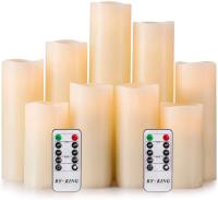 China 3D Flameless Battery Operated LED Candles Remote Control Pillar Waved Real Paraffin Wax Candle Light for Home Decoration 7.5cm for sale