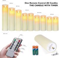 China 3D Flameless Battery Operated LED Candles Remote Control Pillar Waved Real Paraffin Wax Candle Light for Home Decoration 7.5cm for sale