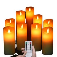 China 3D Flameless Battery Operated LED Candles Remote Control Pillar Waved Real Paraffin Wax Candle Light for Home Decoration 7.5cm for sale