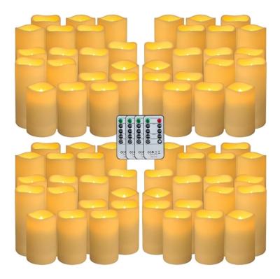 China IP44 Waterproof Outdoor LED Candles Plastic AA Battery Operated Warm White Garden Decoration Light 5.5cm Diameter for sale