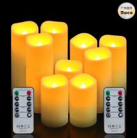 China IP44 Waterproof Outdoor LED Candles Plastic AA Battery Operated Warm White Garden Decoration Light 5.5cm Diameter for sale