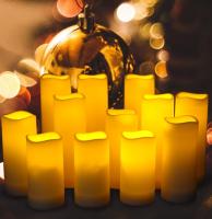 China IP44 Waterproof Outdoor LED Candles Plastic AA Battery Operated Warm White Garden Decoration Light 5.5cm Diameter for sale