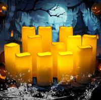China IP44 Waterproof Outdoor LED Candles Plastic AA Battery Operated Warm White Garden Decoration Light 5.5cm Diameter for sale