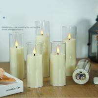 China Plastic PS Pillar Candle LED Battery Powered Dancing Bullet Flame 7.5x10cm Wedding Party Decoration Light for sale