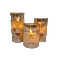 China Flameless LED Pillar Candle Diamond Glass Wax Aromatherapy Decorative Battery Operated Home Decoration D7.5cm H10cm for sale