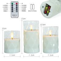 China Flameless LED Pillar Candle Diamond Glass Wax Aromatherapy Decorative Battery Operated Home Decoration D7.5cm H10cm for sale