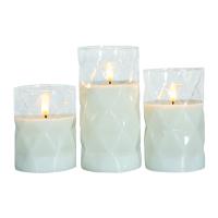 China Flameless LED Pillar Candle Diamond Glass Wax Aromatherapy Decorative Battery Operated Home Decoration D7.5cm H10cm for sale