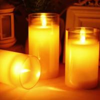 China Battery Powered Flameless Real Wax Pillar Candle 7.5cm Diameter with Remote Control 3D Flame for Wedding Home Decor for sale