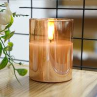 China Remote Control LED Candle Flameless Battery Operated Glass Candle 7.5cm Diameter 10-15cm Height for Wedding Christmas Home Decoration for sale