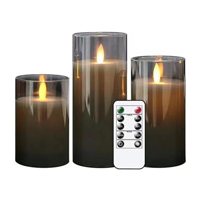 China Warm White LED Pillar Candles Real Wax Flameless Battery Operated 7.5x10cm Handmade for sale