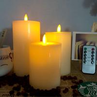 China Flat Top LED Pillar Candles Handmade 3D Realistic Flame Candle White D7.5xH10-15cm for Church Decor for sale
