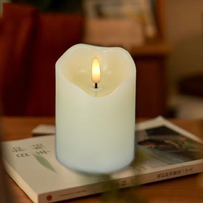 China Battery Operated Moving Flame LED Candle 7.5cm Diameter for Home Wedding Decoration for sale