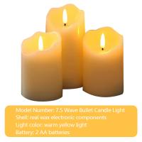 China Battery Operated Moving Flame LED Candle 7.5cm Diameter for Home Wedding Decoration for sale