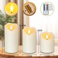 China Battery Operated Moving Flame LED Candle 7.5cm Diameter for Home Wedding Decoration for sale