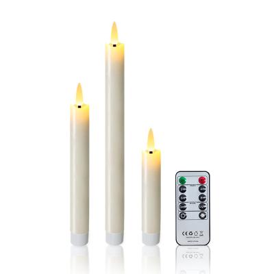 China Remote Control LED Taper Candles 13cm Battery Operated Paraffin Wax Christmas Decoration for sale