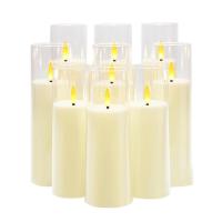 China Glossy LED Pillar Candles Ivory 5.5cm Diameter Battery Operated Electric for Wedding Party Decor for sale