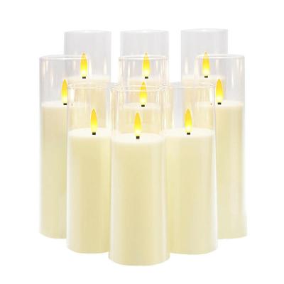 China Handmade Cordless LED Flameless Wax Pillar Candle 5.5cm Diameter Customizable Height 14-20cm for sale