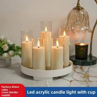 China Handmade Cordless LED Flameless Wax Pillar Candle 5.5cm Diameter Customizable Height 14-20cm for sale