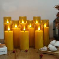 China Handmade Cordless LED Flameless Wax Pillar Candle 5.5cm Diameter Customizable Height 14-20cm for sale