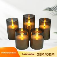 China Customized Acrylic LED Flameless Candle 7.5cm Diameter Battery Operated Home Decor for sale