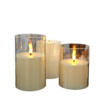 China Customized Acrylic LED Flameless Candle 7.5cm Diameter Battery Operated Home Decor for sale