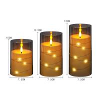 China Customized Acrylic LED Flameless Candle 7.5cm Diameter Battery Operated Home Decor for sale