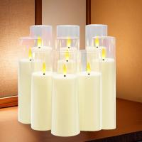 China Cordless LED Pillar Candles White Set of 5 Flameless Acrylic 14-20cm for sale