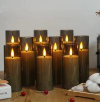 China Cordless LED Pillar Candles White Set of 5 Flameless Acrylic 14-20cm for sale