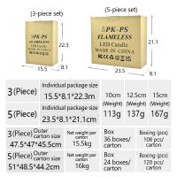 China Battery Operated Flameless LED Candle Set 3 Piece D7.5xH10/12/15cm for Wedding Christmas Decoration for sale