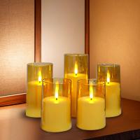 China Battery Operated Flameless LED Candle Set 3 Piece D7.5xH10/12/15cm for Wedding Christmas Decoration for sale