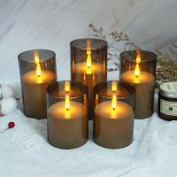 China Battery Powered Flameless LED Candle Gray Plastic 7.5cm Diameter 10-15cm Height Home Decoration for sale