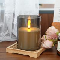 China Battery Powered Flameless LED Candle Gray Plastic 7.5cm Diameter 10-15cm Height Home Decoration for sale