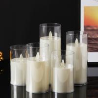 China Battery Powered Flameless LED Candle Gray Plastic 7.5cm Diameter 10-15cm Height Home Decoration for sale
