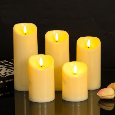 China LED Flameless Tealight Candles Flickering Plastic Pillar 5.5cm Diameter 12.3-18.9cm Height 2xAA Battery for sale