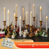 China Rechargeable Remote Control LED Taper Candles 8 Hour Timer 3D Wick Flame-Free for sale
