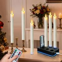 China Rechargeable Remote Control LED Taper Candles 8 Hour Timer 3D Wick Flame-Free for sale