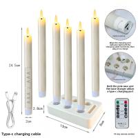 China Rechargeable Remote Control LED Taper Candles 8 Hour Timer 3D Wick Flame-Free for sale