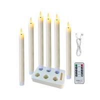China Rechargeable Remote Control LED Taper Candles 8 Hour Timer 3D Wick Flame-Free for sale